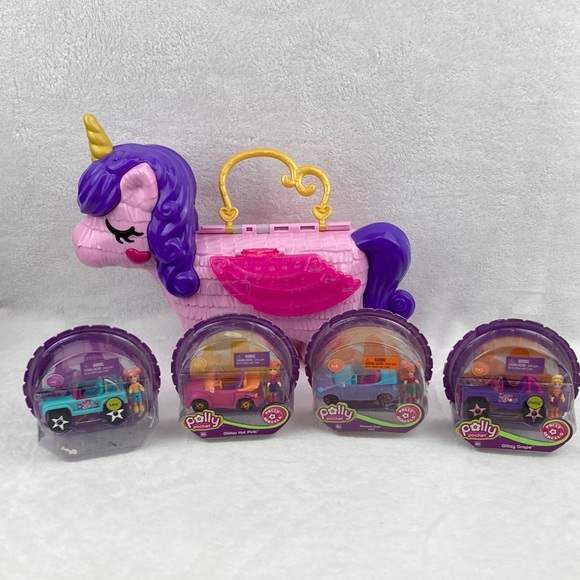 Toys | Poly Pocket Unicorn Playset 4 Poly Pocket Dolls With Cars 5 ...